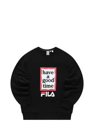 FILA FILA X Have A Good Time Graphic Crewneck Sweater Black/white/red