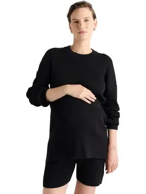 Quince Cotton Cashmere Oversized Maternity Sweater - Black