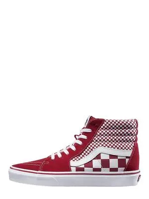 VANS Sk8-hi Mix Checker High Top Sneakers - Red