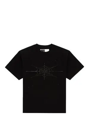 SP5DER Rhinestone Silk T-shirt - Black