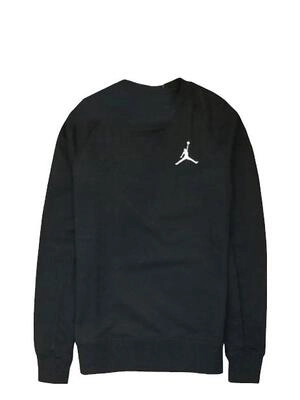 JORDAN Solid Color Sports Round Neck Pullover Long Sleeves - Black
