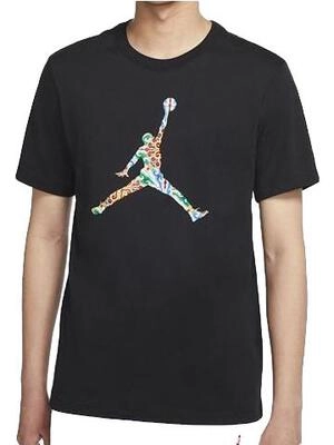 JORDAN Air Jordan Flying Man Colorful Large Logo Short Sleeve Black Black