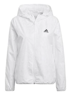 Adidas Logo Solid Color Woven Zipper Hooded Jacket Autumn White - Default Color