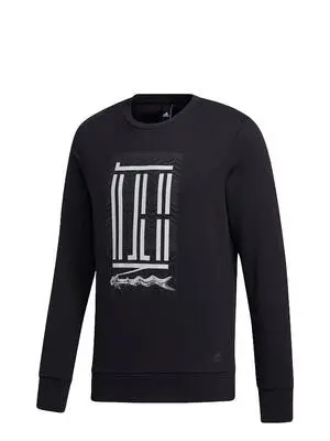 Adidas Crewneck Pullover With Graphic Print - Black