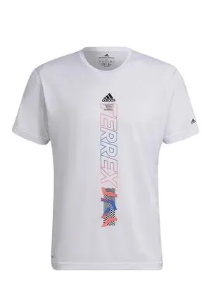 Adidas Contrasting Colors Alphabet Printing Round Neck Short Sleeve White Recycled Polyester T-shirt - Default Color