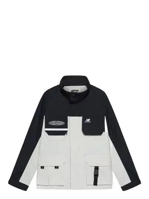 NEW BALANCE Windproof Hooded Cargo Jacket - Black/white
