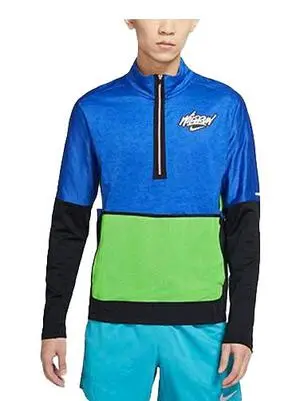 Nike Element Wild Run Sports Stand Collar Running Long Sleeve - Blue