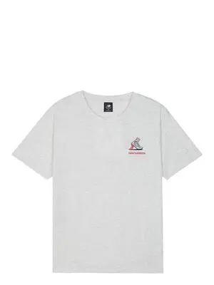 NEW BALANCE Logo Embroidered Round Neck Short Sleeve Gray T-shirt - Grey