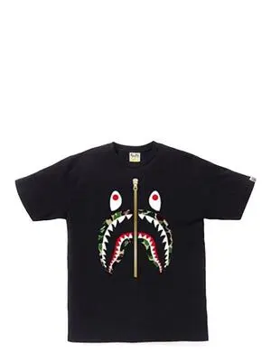 A BATHING APE Half Zip Shark Face T-shirt - Black