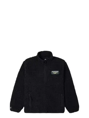 CONVERSE Logo Half Zipper Lamb's Wool Stand Collar Jacket - Black