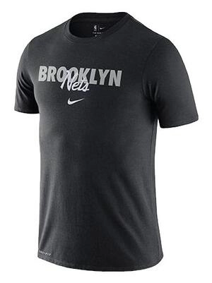 Nike Nba Dri-fit Front Logo Short Sleeve Tee 'brooklyn Nets - Black