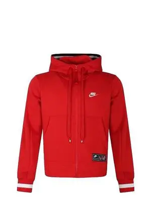 Nike Alphabet Hooded Zipper Fleece Jacket - Red