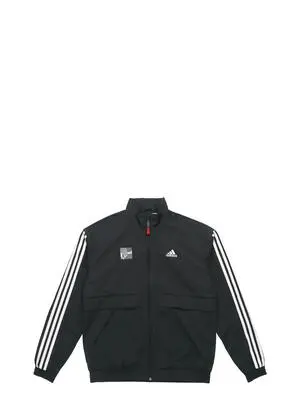 Adidas Stand Collar Zip Up Jacket With Fleece Lining - Black