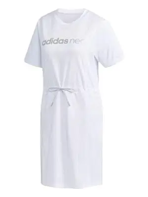 Adidas T-shirt Dress With Drawstring Waist - White
