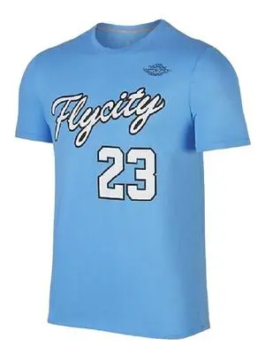 JORDAN Fly City Short Sleeve T-shirt 'blue - Blue/white