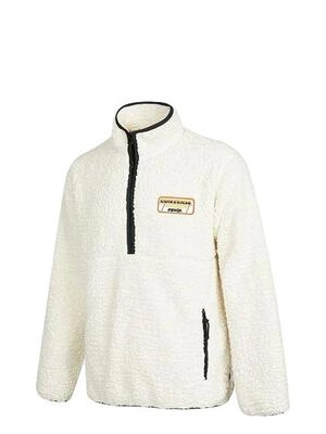 CONVERSE Converse Logo Half Zip Lambswool Stand Collar Jacket Creamy