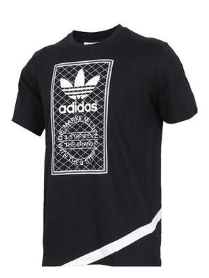 Adidas Originals Mesh Logo Printing Sports Round Neck Short Sleeve - Black