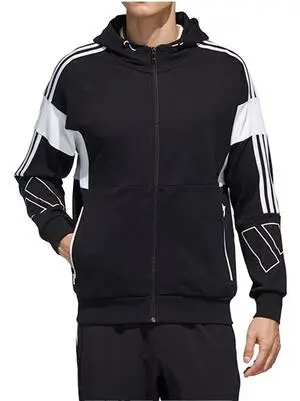 Adidas Hooded Jacket With Spliced Design - Black