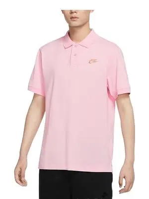 Nike Solid Color Logo Embroidered Short Sleeve Polo Shirt Pink - Multi-color