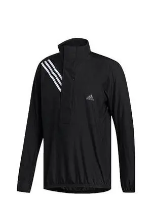 Adidas Logo Print Casual Running Stand Collar Jacket - Black