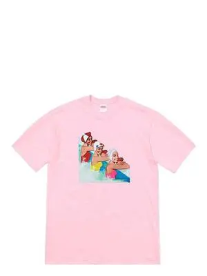 Supreme Ss18 Swimmers Tee Dark Slate Printing Short Sleeve - Pink