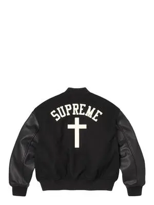 Supreme Ss26 Cross Varsity Jacket - Black