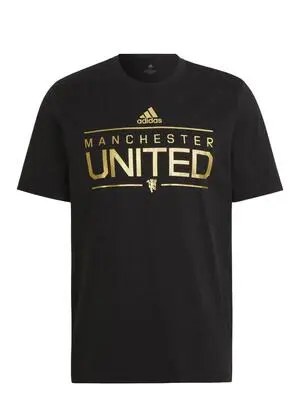 Adidas Manchester United Soccer/football Sports Alphabet Printing Solid Color Short Sleeve Black - Default Color