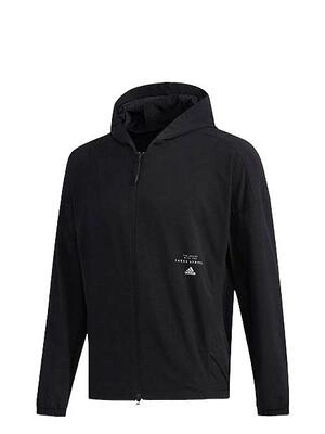 Adidas Hooded Zip-up Jacket With Sporty Stripes - Black