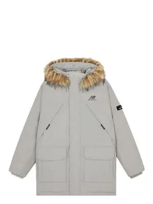 NEW BALANCE Street Style Logo Down Jacket - Grey/brown