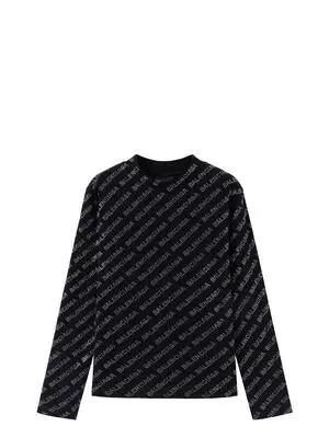 Balenciaga Allover Logo Knit Sweater - Black