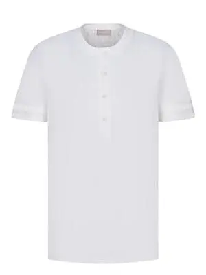 Dior Fw21 Cotton Plain Weave Knit Detail Short Sleeve T-shirt - White