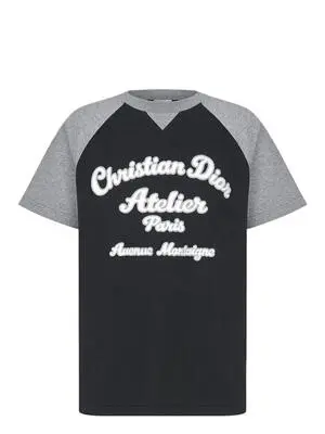 Dior Ss22 Alphabet Pattern Loose Short Sleeve T-shirt - Black