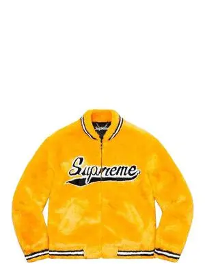 Supreme Faux Fur Varsity Jacket - Yellow