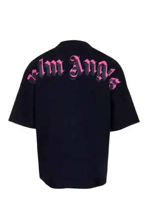 Palm Angels Doubled Logo Over Tee Fuchsia - Black