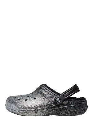 CROCS Classic Glitter Lined Clogs - Black/silver