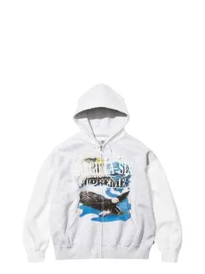 Supreme X Mm6 Maison Margiela Eagle Zip Up Hooded Sweatshirt - White