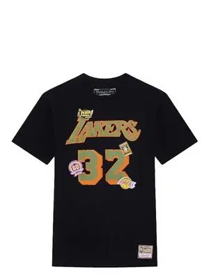Mitchell & Ness X Nba Los Angeles Lakers Script T-shirt 'magic Johnson 32 - Black