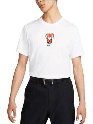 Nike Tiger Woods Frank Cartoon Printing Round Neck Short Sleeve White T-shirt - Default Color