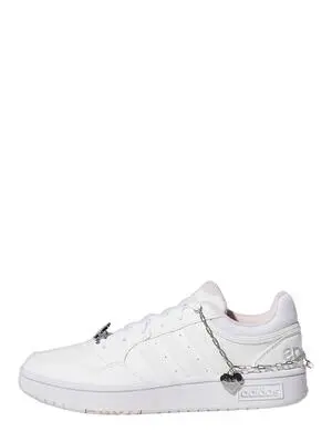 Adidas Hoops 3.0 Low Top Sneakers With Chain Detail - Cloud White/pink