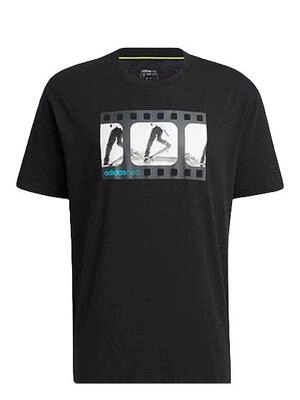Adidas Neo M Brlv Tee3 Skateboard Sports Printing Loose Knit Short Sleeve - Black