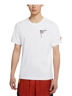 JORDAN Aj23 Varsity Cotton Round Neck Back Alphabet Pullover Short Sleeve White - Default Color