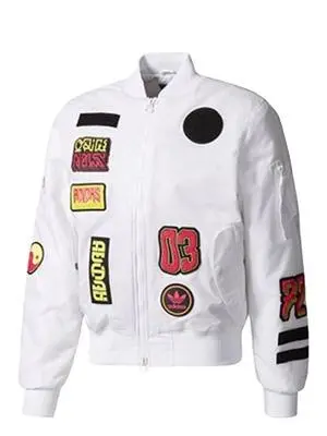 Adidas Originals Padded Bomber Jacket With Patches - White