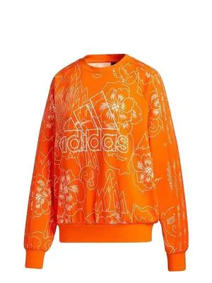 Adidas Floral Print Crewneck Sweater - Orange
