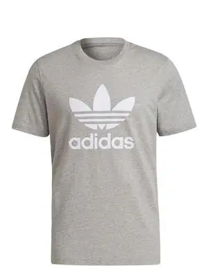 Adidas Originals Logo Alphabet Printing Round Neck Short Sleeve Japanese Version Gray T-shirt - Default Color