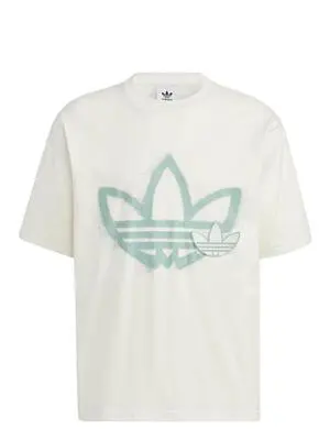Adidas Originals Round Neck Dropped Shoulder Sleeves Large Logo Printing Short Sleeve White T-shirt - Default Color