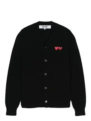 Play Comme Des Garcon Double Heart Cardigan - Black