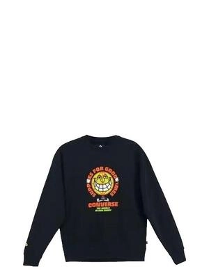 CONVERSE Good Times Graphic Pullover Crew Sweatshirt Asia Sizing - Black