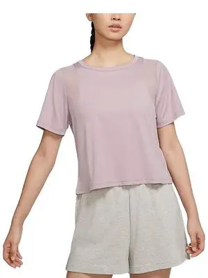 Nike Yoga Dri-fit Mesh Quick Dry Round-neck T-shirt - Pink