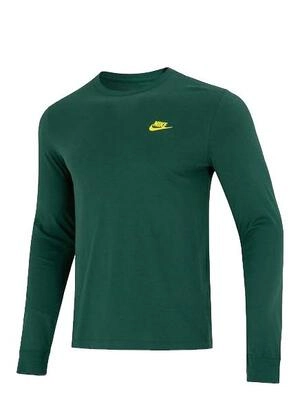 Nike Minimalistic Alphabet Logo Athleisure Casual Sports Round Neck Long Sleeves Green T-shirt - Default Colorway