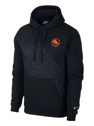 Nike Club Twill Printing Pullover Hoodie - Black